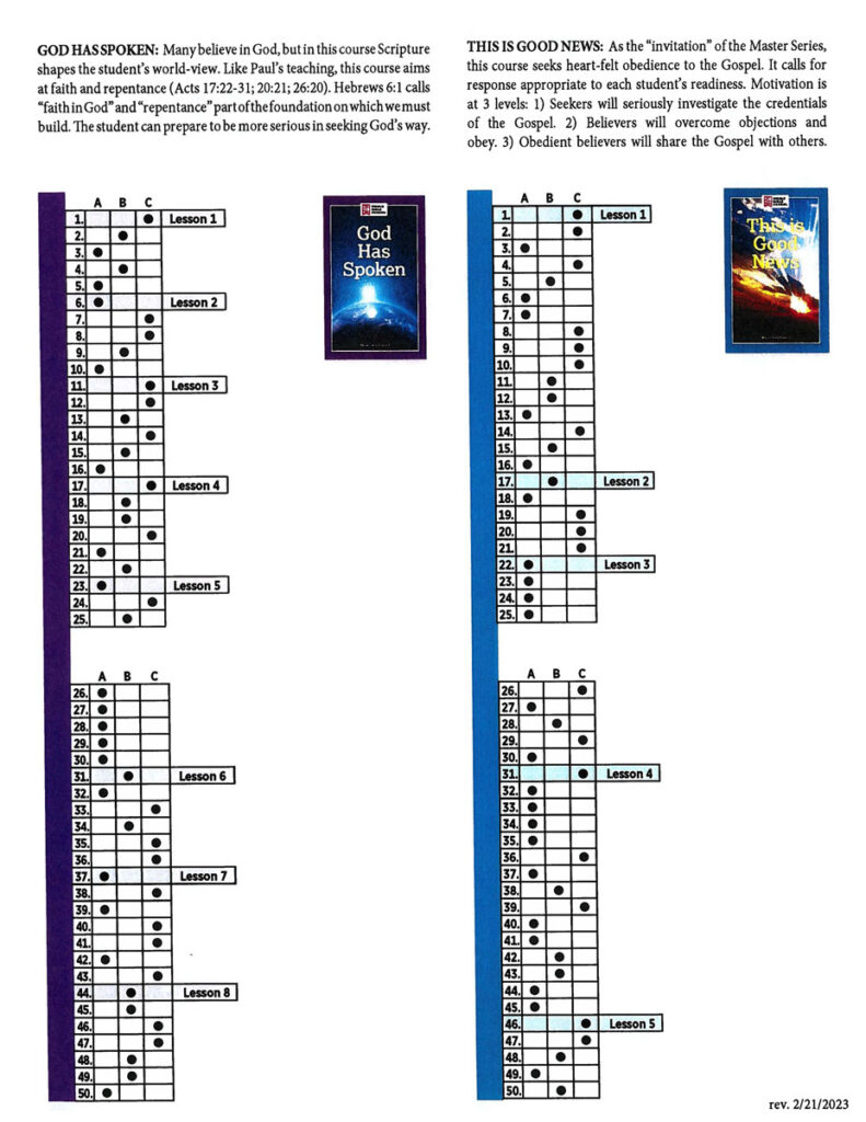 Master Series - Grading Key | World Bible School
